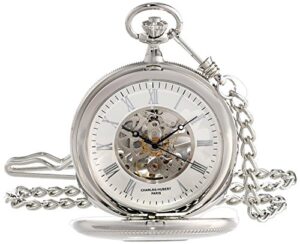 charles-hubert, paris 3953-w classic collection analog display mechanical hand wind pocket watch