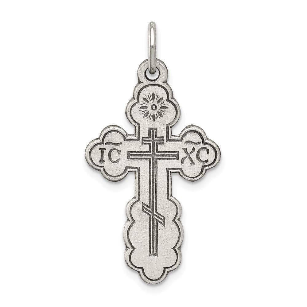 The Black Bow Sterling Silver Antiqued Eastern Orthodox Cross Pendant, 13 x 25mm