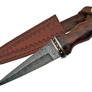 Szco Supplies 12.5" Damascus Steel Sgian Dubh Scottish Dirk Knife, One Size, Brown (DM-1076)