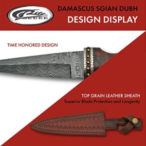 Szco Supplies 12.5" Damascus Steel Sgian Dubh Scottish Dirk Knife, One Size, Brown (DM-1076)