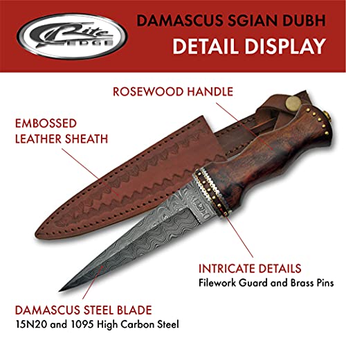 Szco Supplies 12.5" Damascus Steel Sgian Dubh Scottish Dirk Knife, One Size, Brown (DM-1076)