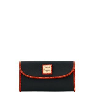 dooney & bourke women's continental clutch in pebble grain leather, trifold wallet with multiple card holder, black