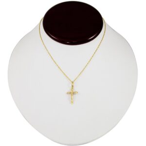 Pyramid Jewelry 14k Yellow Gold Jesus Crucifix Cross Pendant with Luxury Italian Chain (16 Inches)