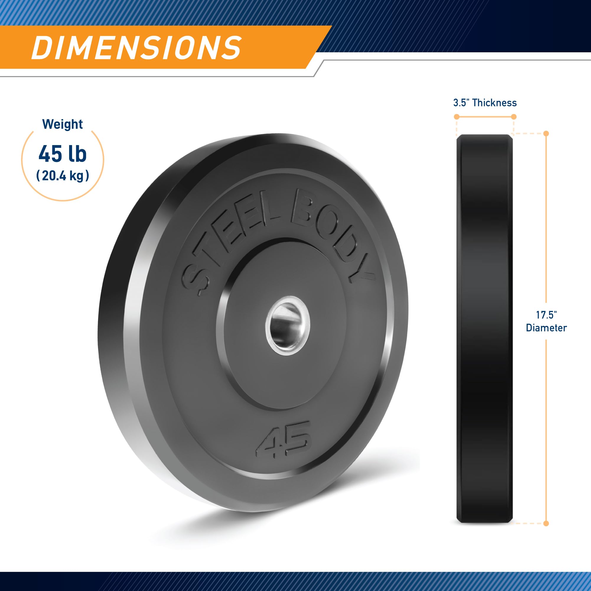 Steelbody Olympic Weights Plate SOLD INDIVIDUALLY, 45-Pound