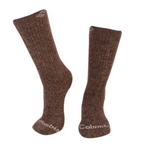 columbia men's 2 pack casual wool crew socks, charcoal marl, shoe size 6-12