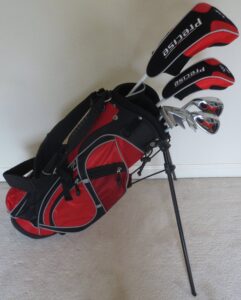 left handed junior golf club set complete with stand bag for kids ages 5-8 lh red color premium jr.