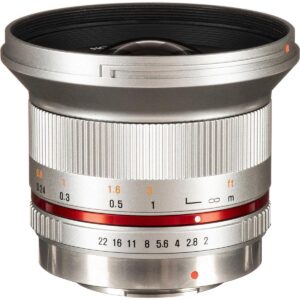 rokinon rk12m-mft-sil 12mm f2.0 ultra wide angle lens for olympus/panasonic micro 4/3 cameras