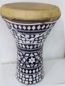 1pcs large egyptian wooden tabla drum doumbek goat skin inlaid handmade 11"