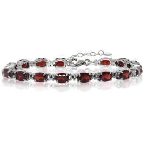 silvershake 15.3ct. natural garnet 925 sterling silver victorian style 7.5 to 9 inch adjustable bracelet