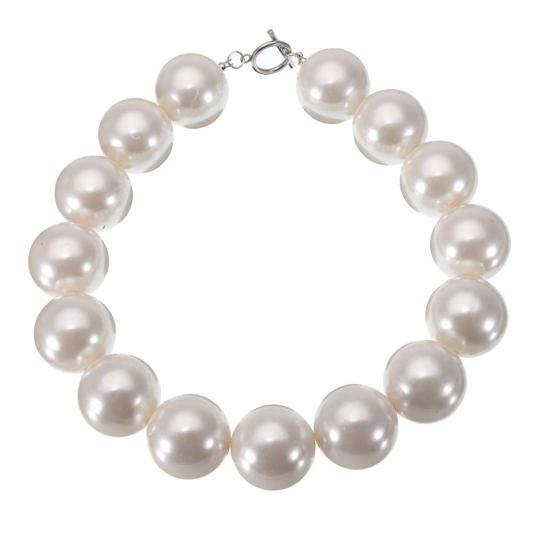 Big Pearl Necklace Choker Statement CCB Resin Simulated Pearl Bib Collar for Women