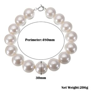 Big Pearl Necklace Choker Statement CCB Resin Simulated Pearl Bib Collar for Women