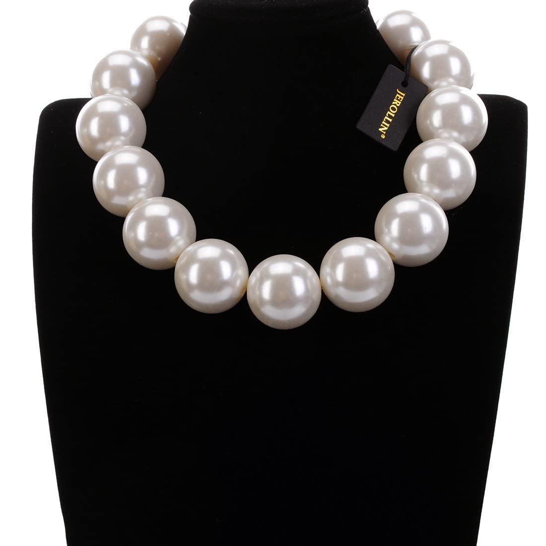 Big Pearl Necklace Choker Statement CCB Resin Simulated Pearl Bib Collar for Women