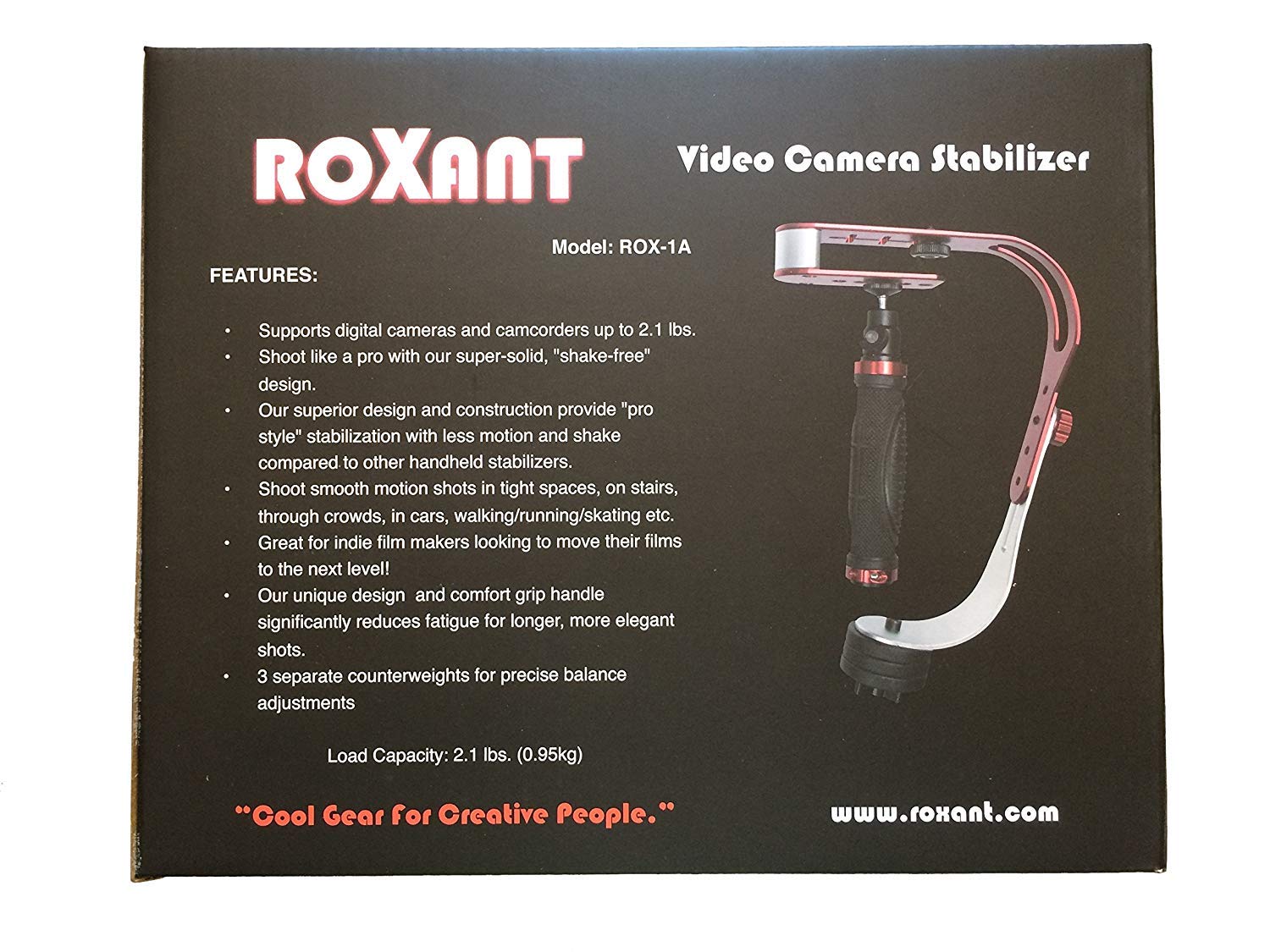 Roxant Pro Video Camera Stabilizer with Phone Clamp - Cameras up to 2.1lbs - Compatible with GoPro, Canon, Nikon & Smart Phones (Red)