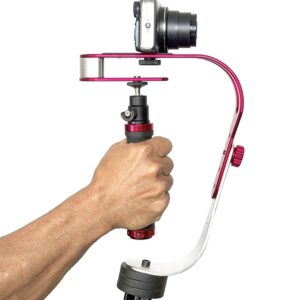 Roxant Pro Video Camera Stabilizer with Phone Clamp - Cameras up to 2.1lbs - Compatible with GoPro, Canon, Nikon & Smart Phones (Red)