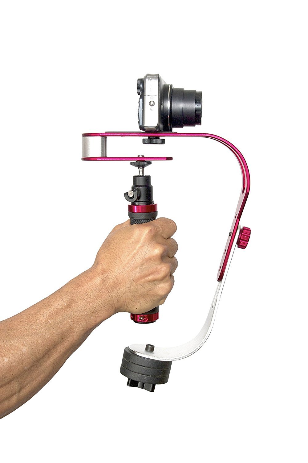 Roxant Pro Video Camera Stabilizer with Phone Clamp - Cameras up to 2.1lbs - Compatible with GoPro, Canon, Nikon & Smart Phones (Red)