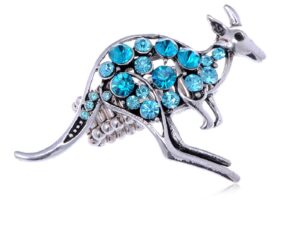 alilang antique silvery tone synthetic aquamarine australian kangaroo statement ring