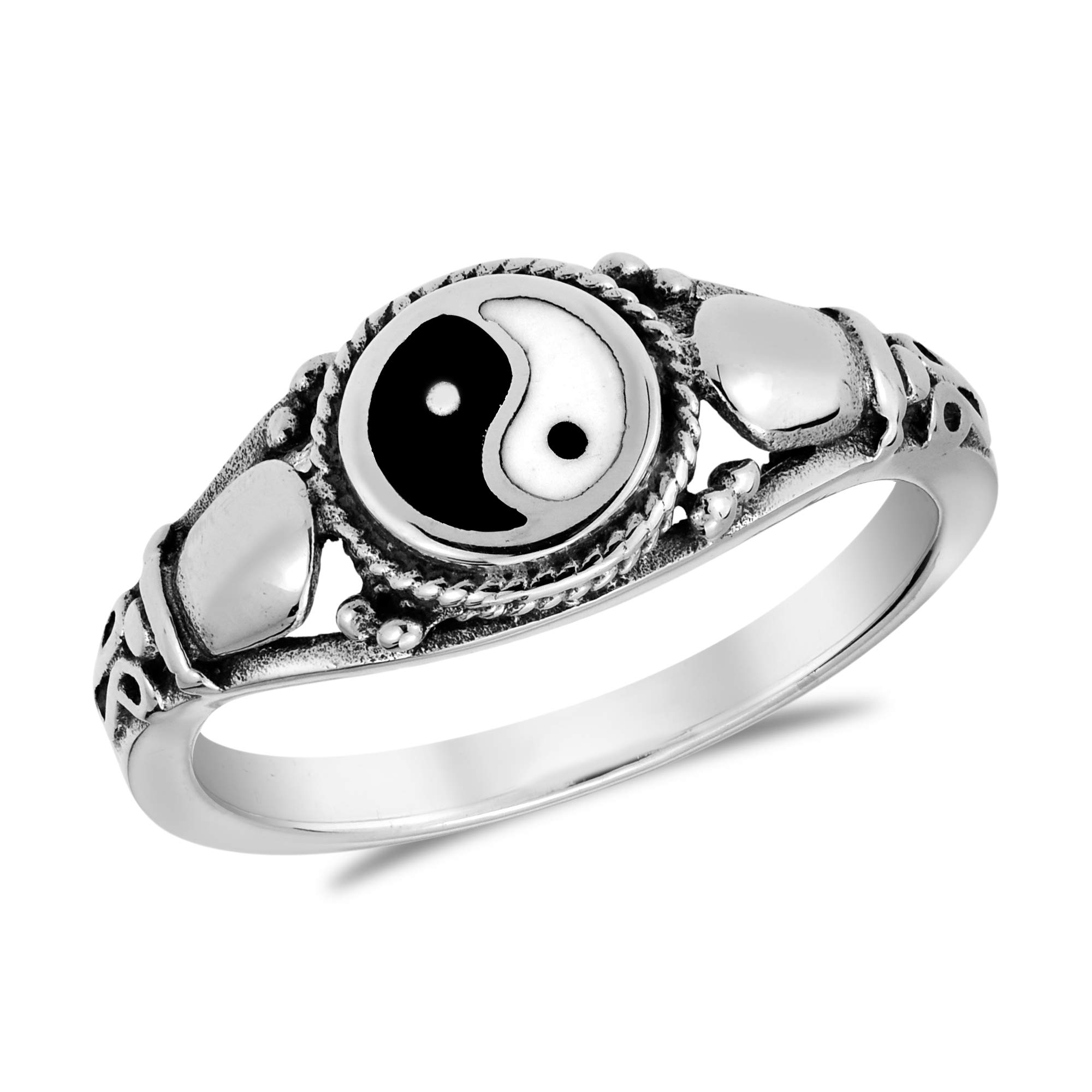 AeraVida Timeless Yin and Yang Cobra Symbol .925 Sterling Silver Ring (8)