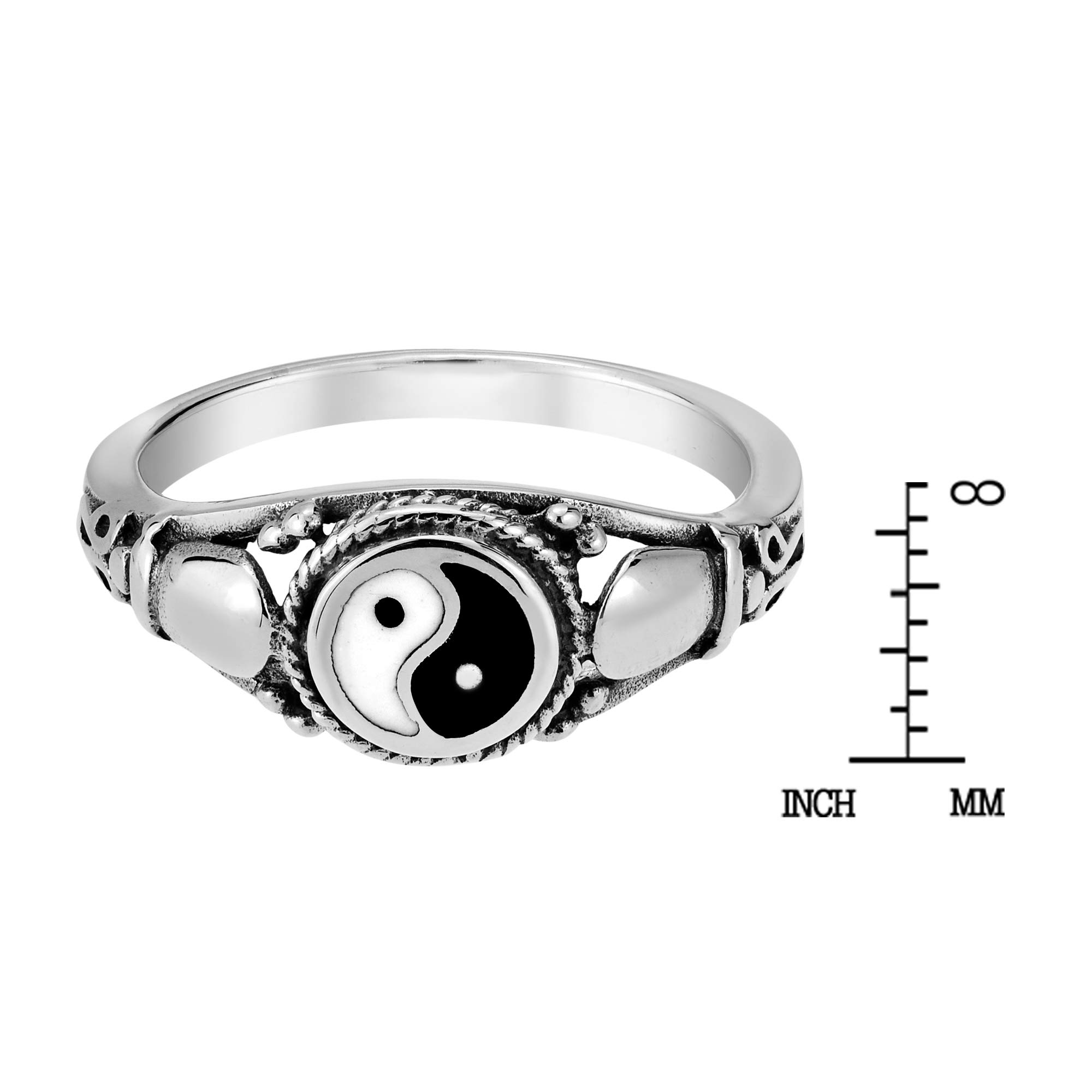 AeraVida Timeless Yin and Yang Cobra Symbol .925 Sterling Silver Ring (8)