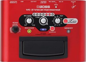 boss ve-2 vocal echo pedal for singing guitarists | real-time vocal harmonies and effects | create harmonies with manual key selection | connect guitar for auto harmony function | 24 harmony types