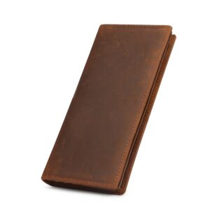 kattee men's vintage genuine leather long wallet for checkbook credit cards