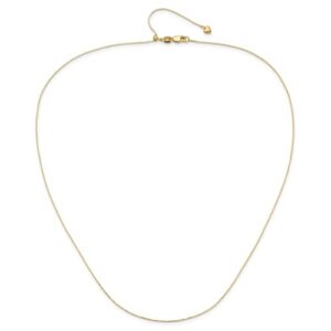 icecarats 14k yellow gold adjustable 0.55mm box link chain necklace 22 inch