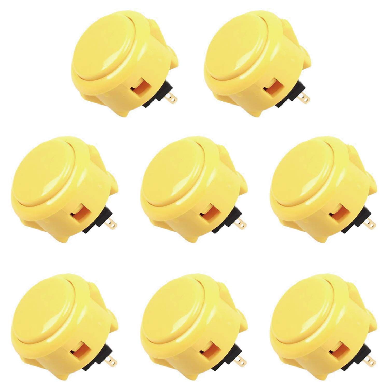 SANWA 8 pcs OBSF-30 Original Push Button 30mm - for Arcade Jamma Video Game & Arcade Joystick Games Console (Yellow) S@NWA