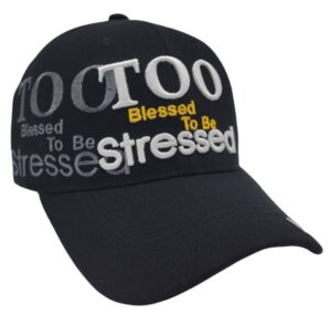 too blessed to be stressed - i love jesus hat - religious baseball cap (black)