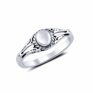 silvercloseout rhodium plated sterling silver womens half dome victorian filigree ring - size 11