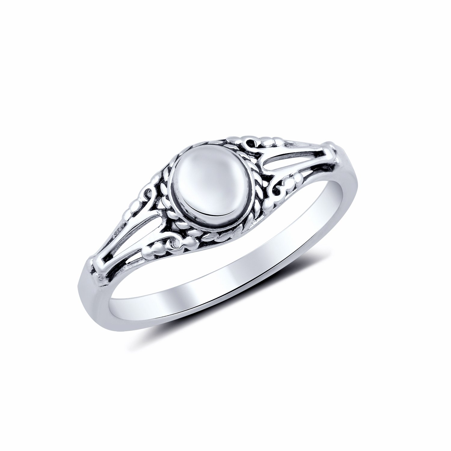 SILVERCLOSEOUT Rhodium Plated Sterling Silver Womens Half Dome Victorian Filigree Ring - Size 11