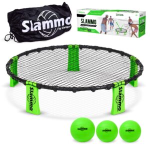 gosports slammo game set (includes 3 balls, carrying case and rules) - outdoor lawn, beach & tailgating roundnet game for kids, teens & adults