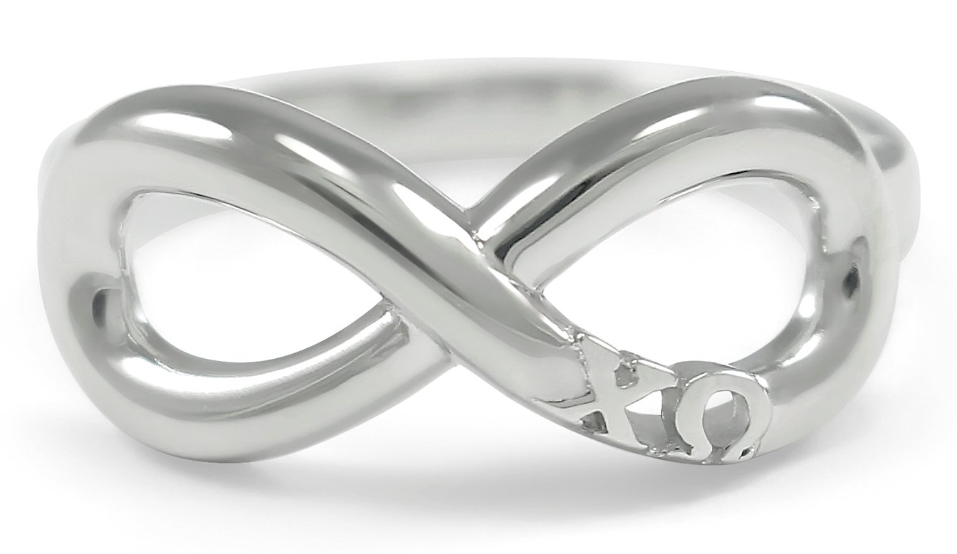 The Collegiate Standard Chi Omega Sterling Silver Infinity Ring (06)