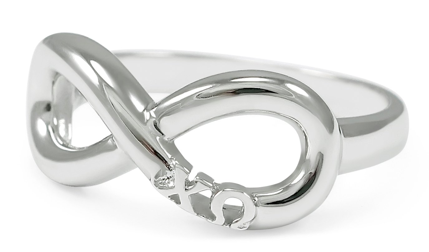 The Collegiate Standard Chi Omega Sterling Silver Infinity Ring (06)