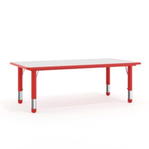 flash furniture wren adjustable classroom activity table for school and home, rectangular plastic activity table for kids, 23.625" w x 47.25" l, red/gray