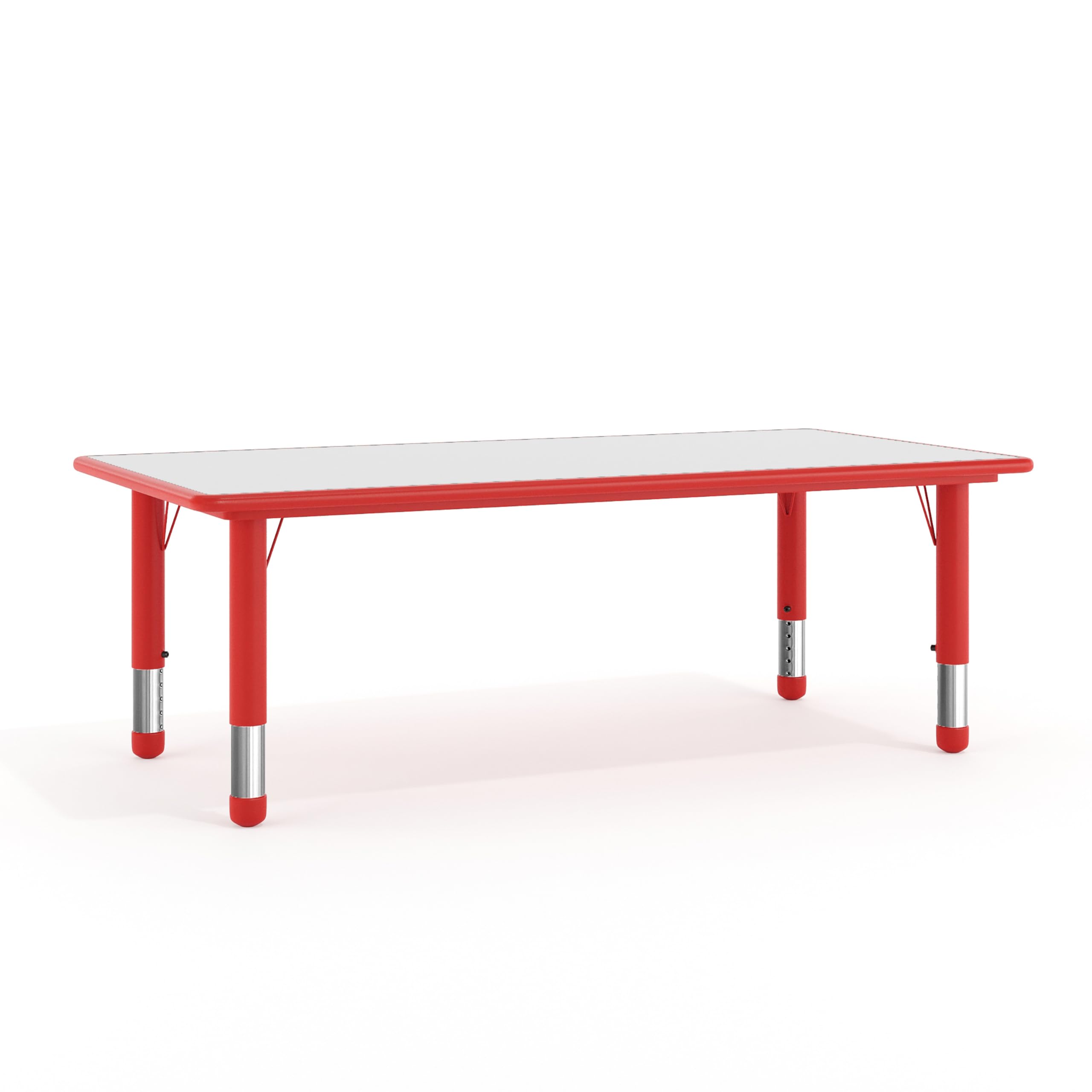 Flash Furniture Wren Adjustable Classroom Activity Table for School and Home, Rectangular Plastic Activity Table for Kids, 23.625" W x 47.25" L, Red/Gray