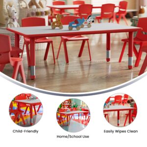 Flash Furniture Wren Adjustable Classroom Activity Table for School and Home, Rectangular Plastic Activity Table for Kids, 23.625" W x 47.25" L, Red/Gray