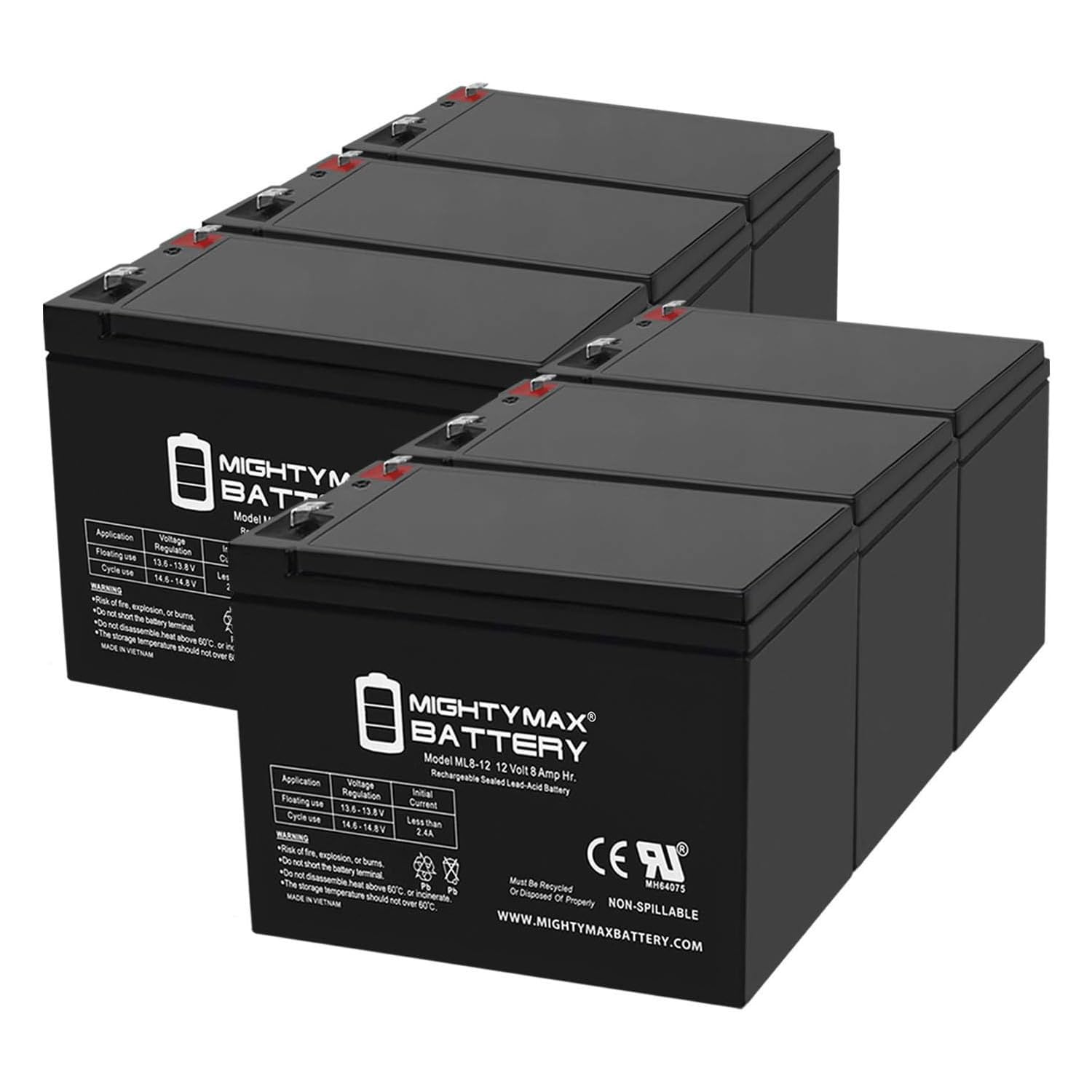 12V 8Ah Security Alarm Battery replaces 12V 7Ah Bosch D126-6 Pack