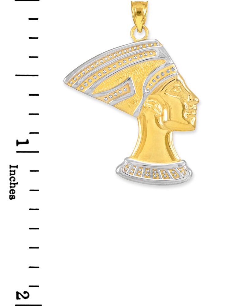 High Polish 10k Two-Tone Gold Egyptian Queen Nefertiti Bracelet Charm