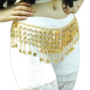 zltdream women's belly dance tower shape metal hip scarf gold