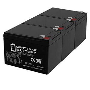 mighty max battery 12v 12ah f2 scooter battery replaces kung long wp12-12 - 3 pack