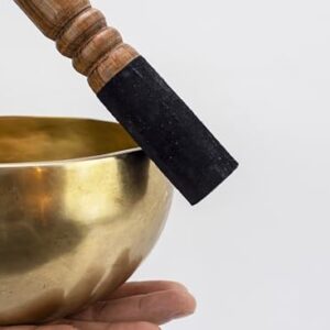 6-Inch Handmade Tibetan Singing Bowl ~ Superb B Crown Chakra Balancing ~ Best use for Meditation, Sound Healing, Cleansing, Mindfulness & Relaxation ~ Cushion & Sueded Leather wooden Mallet included