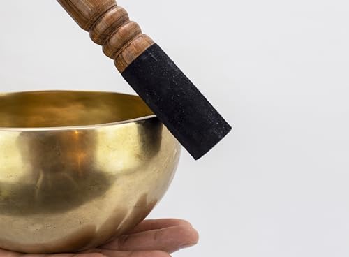 6-Inch Handmade Tibetan Singing Bowl ~ Superb B Crown Chakra Balancing ~ Best use for Meditation, Sound Healing, Cleansing, Mindfulness & Relaxation ~ Cushion & Sueded Leather wooden Mallet included