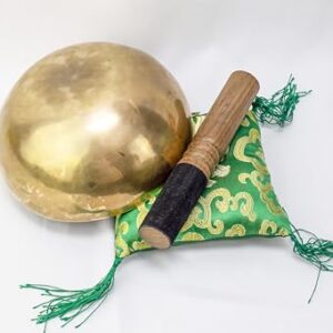 6-Inch Handmade Tibetan Singing Bowl ~ Superb B Crown Chakra Balancing ~ Best use for Meditation, Sound Healing, Cleansing, Mindfulness & Relaxation ~ Cushion & Sueded Leather wooden Mallet included