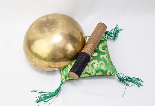 6-Inch Handmade Tibetan Singing Bowl ~ Superb B Crown Chakra Balancing ~ Best use for Meditation, Sound Healing, Cleansing, Mindfulness & Relaxation ~ Cushion & Sueded Leather wooden Mallet included