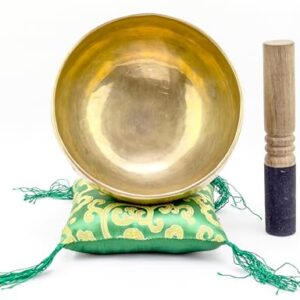 6-Inch Handmade Tibetan Singing Bowl ~ Superb B Crown Chakra Balancing ~ Best use for Meditation, Sound Healing, Cleansing, Mindfulness & Relaxation ~ Cushion & Sueded Leather wooden Mallet included