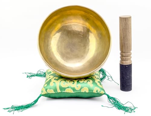 6-Inch Handmade Tibetan Singing Bowl ~ Superb B Crown Chakra Balancing ~ Best use for Meditation, Sound Healing, Cleansing, Mindfulness & Relaxation ~ Cushion & Sueded Leather wooden Mallet included