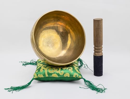 6-Inch Handmade Tibetan Singing Bowl ~ Superb B Crown Chakra Balancing ~ Best use for Meditation, Sound Healing, Cleansing, Mindfulness & Relaxation ~ Cushion & Sueded Leather wooden Mallet included