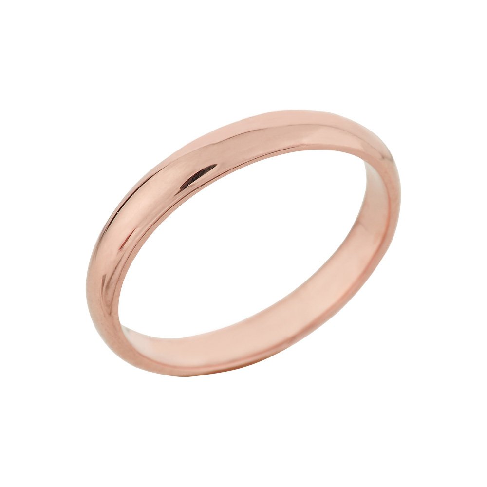 Classic 14k Rose Gold Comfort-Fit Band Dainty 3mm Wedding Ring for Women, Size 6