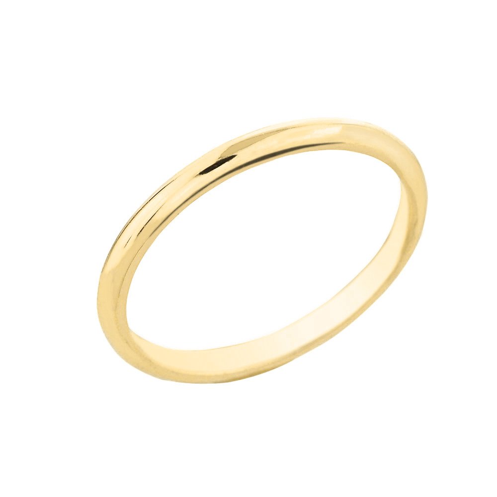 Dainty 14k Yellow Gold Comfort-Fit Band Traditional 2mm Wedding Ring for Women, Size 5.5