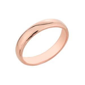 high polish 14k rose gold comfort-fit band 4mm plain wedding ring for women, size 8