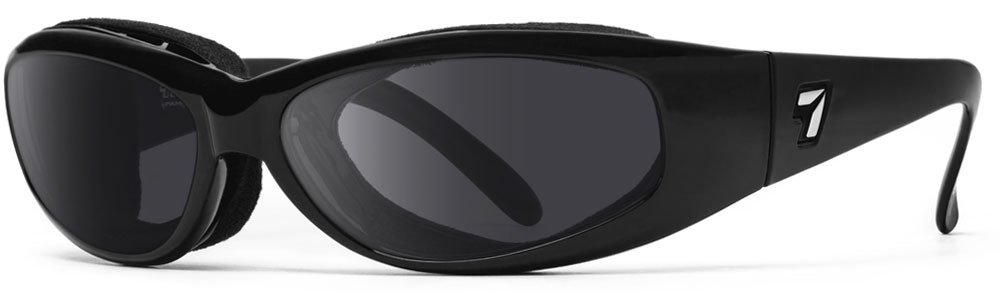 7eye Chubasco | Wind Blocking Sunglasses - Glossy Black, Polarized Gray Lenses